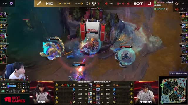 [클립]김민교 LCK 2025년 시즌1 오프닝 라인토너먼트 #LckWatchParty | SOOP VOD