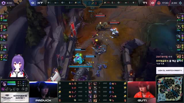 [캐치][02.24] LCK CL KT vs T1 1SET 영재의 깔끔한 갱킹 킅손녀 반응 | SOOP VOD