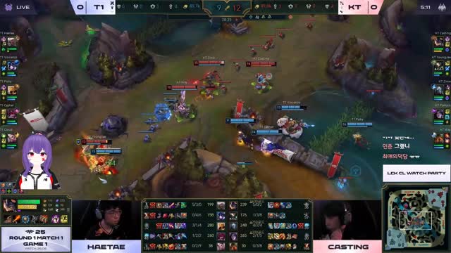 [캐치][03.31] LCK CL KT vs T1 1SET 에이스 띄우는 응애킅 | SOOP VOD