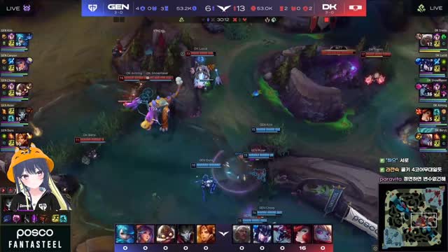 [캐치][GEN vs DK]2세트 화공용한타 GG 깐숙 #LckWatchParty | SOOP VOD