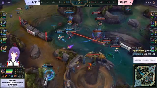 [캐치][04.14] LCKCL KT vs DNF 3SET 4용교전 보는 킅손녀 반응 | SOOP VOD