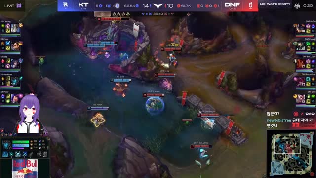 [캐치][04.20] LCK KT vs DNF 1SET 바론 스틸 당한 후 교전 패배하는 KT를 보는 킅손녀 | SOOP VOD