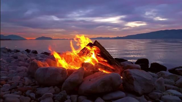 불멍 40 모닥불 파도 노을 바다 ASMR | SOOP VOD